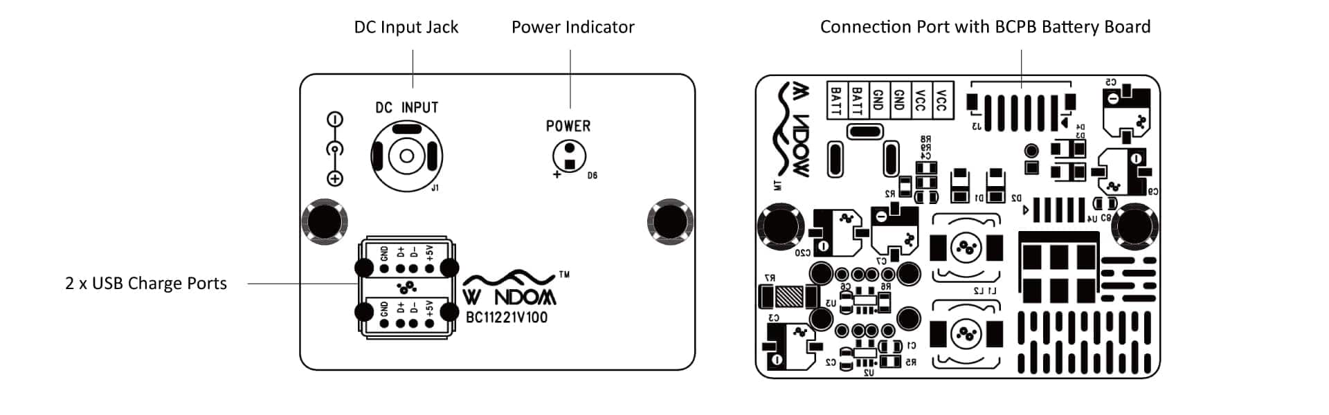 PS-BC12211 BCPB/DC Input Conversion Board w BC1.2 USB Charging Port