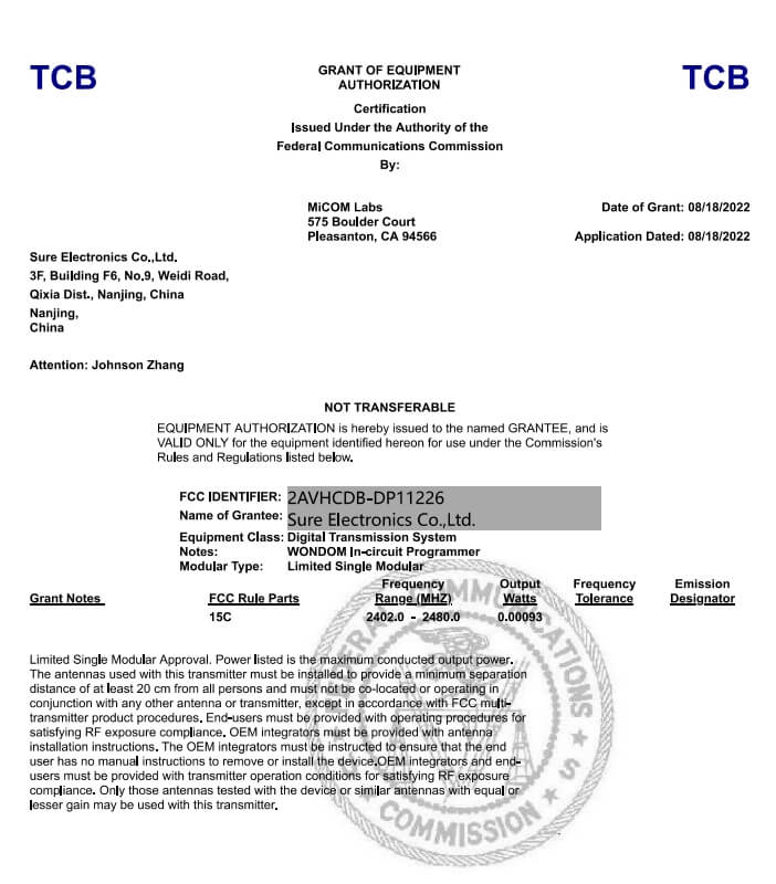 DB-DP11226 WONDOM ICP5 In-Circuit Programmer With UART For PC UI Control