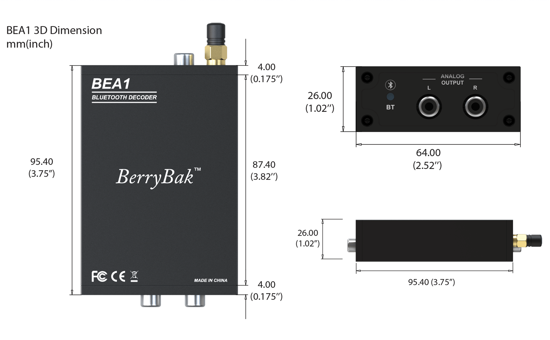 AA-AB41159 Desktop QCC5171 Bluetooth v5.3 / USB Decoder with Optical Coaxial RCA Output - BEA1