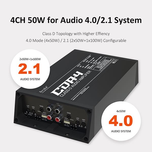 AA-CA32111 CDA-4 4x50W Class D 4.0/2.1 Car Audio Amplifier with LPF/HPF ...