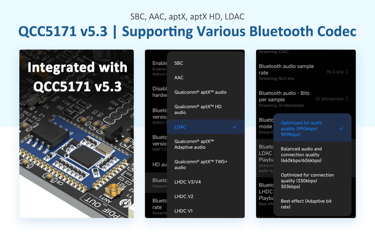 AA-AB41163 WONDOM BEB1 QCC5171 Bluetooth v5.3 / USB Decoder Analog Optical Coaxial Output