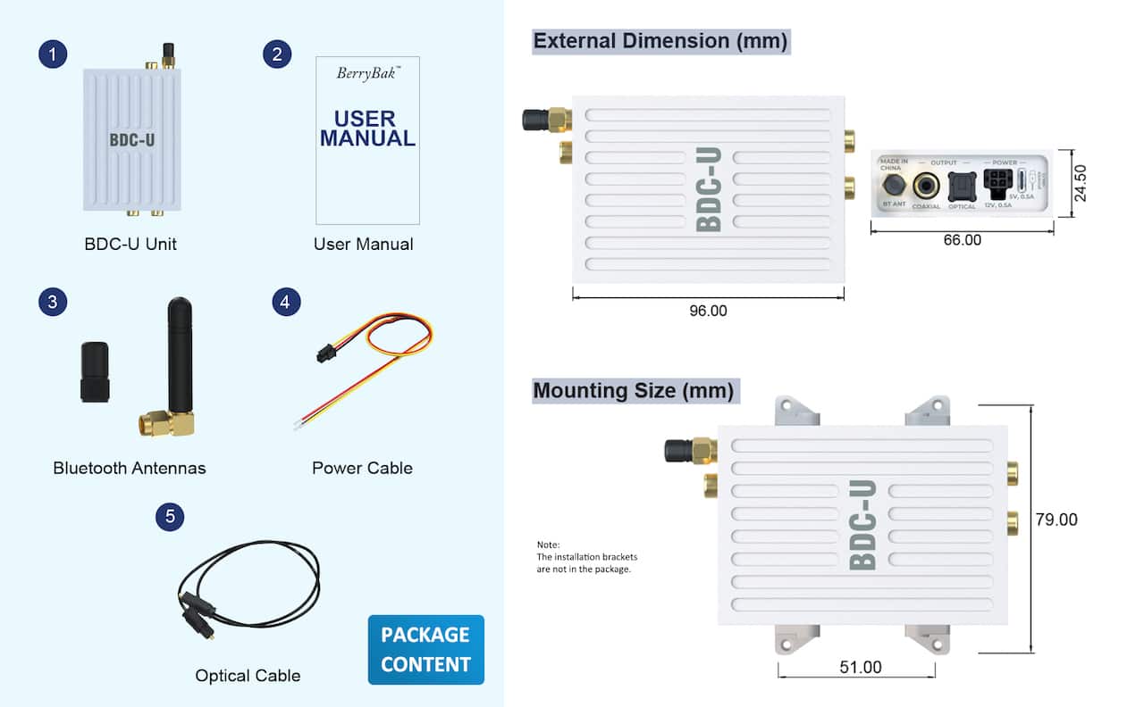 AA-AB41165 BDC-U Bluetooth 5.3 Receiver for Car Stereo with LDAC/USB Decoder with Analog Optical ...