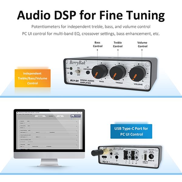 AA-AB32505 BLV-D1 2 x 50W Bluetooth Amplifier with DSP Independent ...