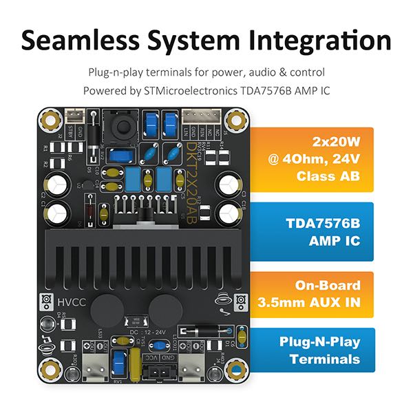 AA-AK31164 DKT2X20AB 2x20W Class AB High-Fidelity Audio Amplifier Board ST TDA7576B DIY Kit with ...