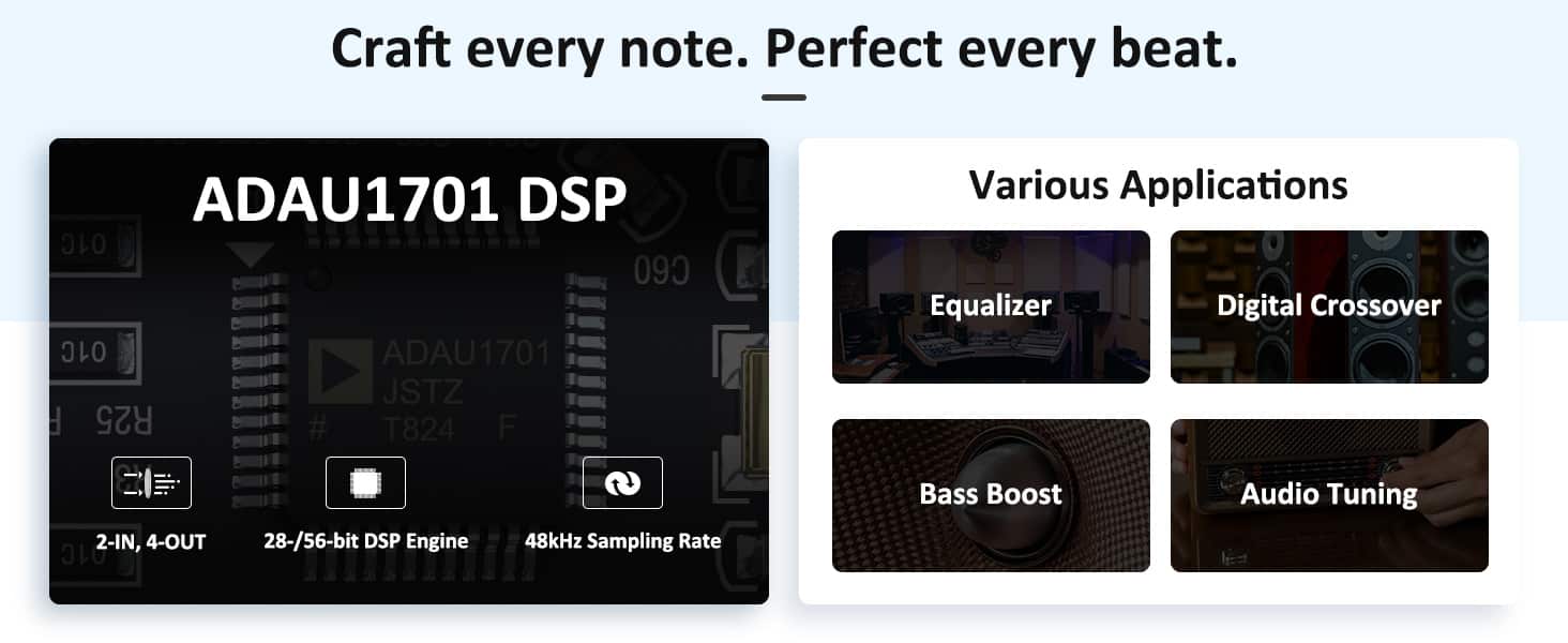 AA-AP23124 BDSP2.4U ADAU1701 DSP Preamp 2-Way Digital Crossover EQ Bass Enhancement