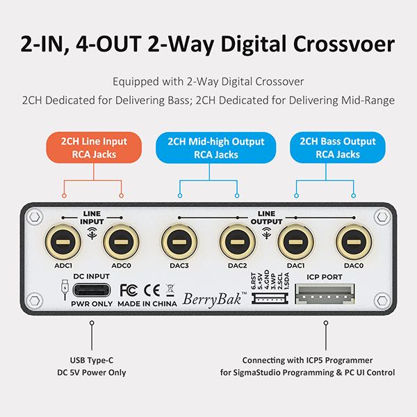 AA-AP23124 BDSP2.4U ADAU1701 DSP Preamp 2-Way Digital Crossover EQ Bass ...