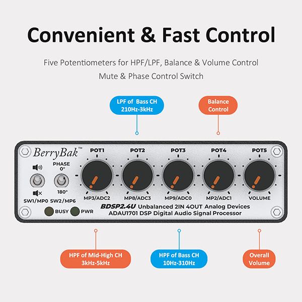 AA-AP23124 BDSP2.4U ADAU1701 DSP Preamp 2-Way Digital Crossover EQ Bass ...
