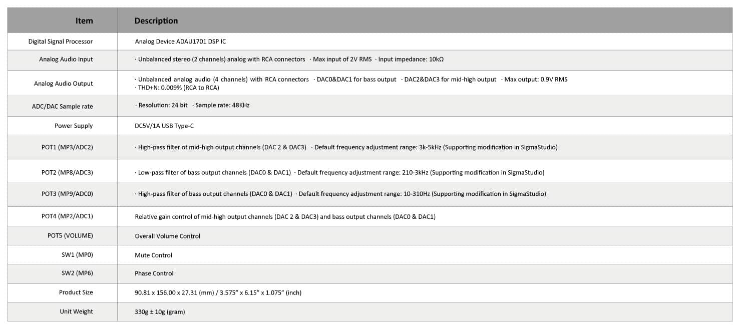 AA-AP23124 BDSP2.4U ADAU1701 DSP Preamp 2-Way Digital Crossover EQ Bass ...