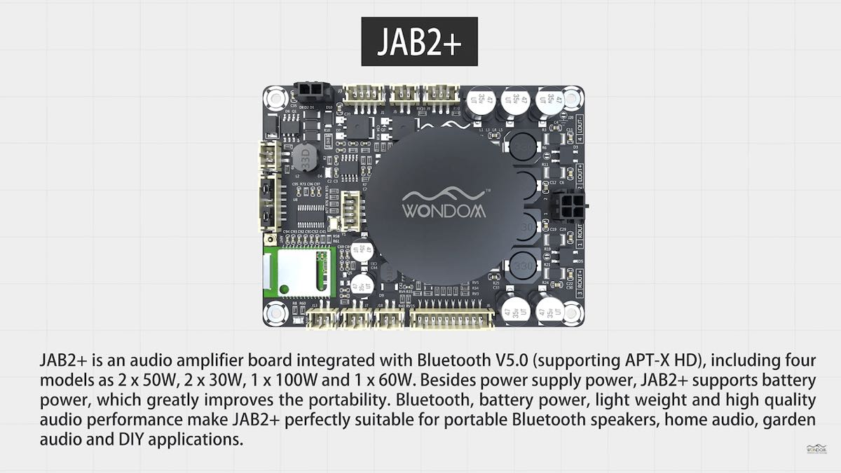 AA-JA31182v2 WONDOM JAB2v2 1x100 Watt Class D Amplifier Board with BT ...